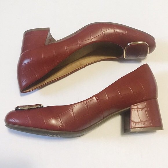 Naturalizer | Shoes | Naturalizer Red Block Heels Faux Leather | Poshmark